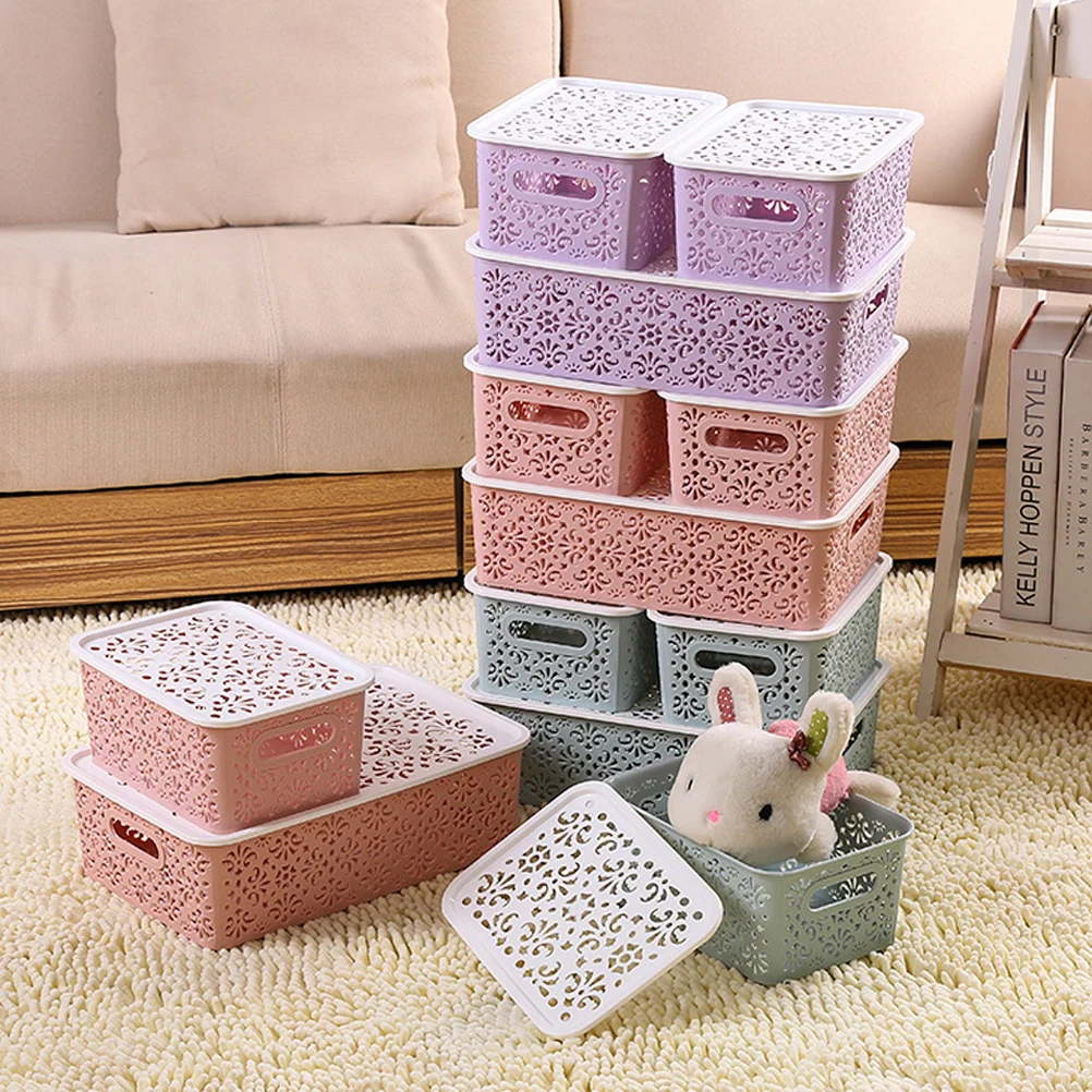 Plastic-Storage-Box-Stackable-Storage-Container-Hollow-Out-Delicate ...