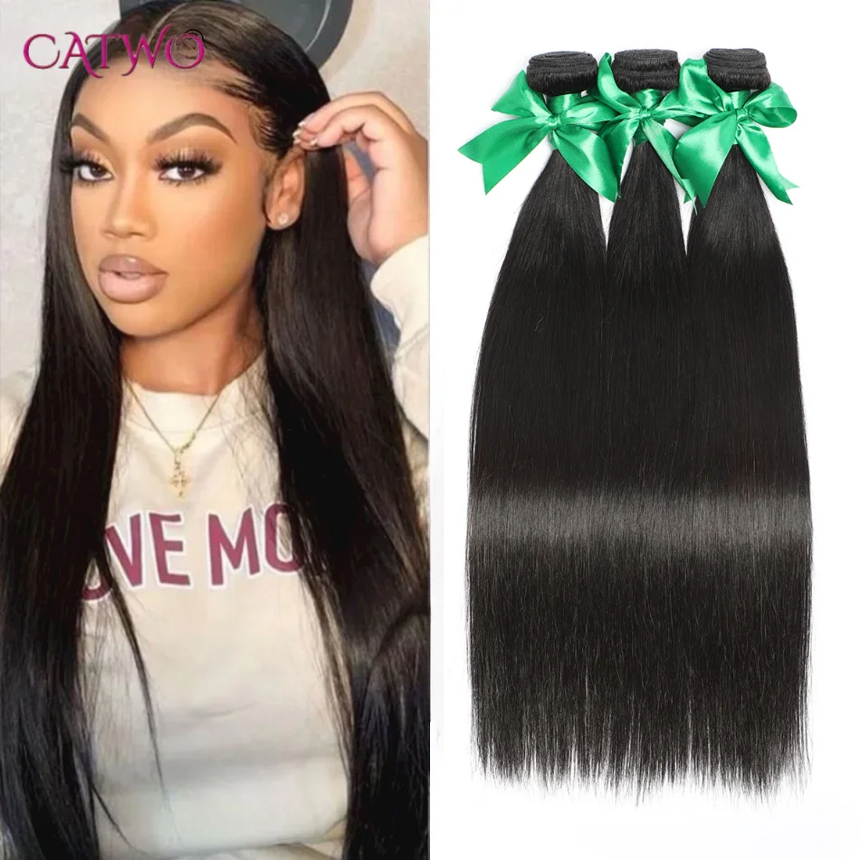 CATWO-Hair-Straight-Human-Hair-10-30-Inch-Bundles-100-Remy-Hair-1-3-4 ...