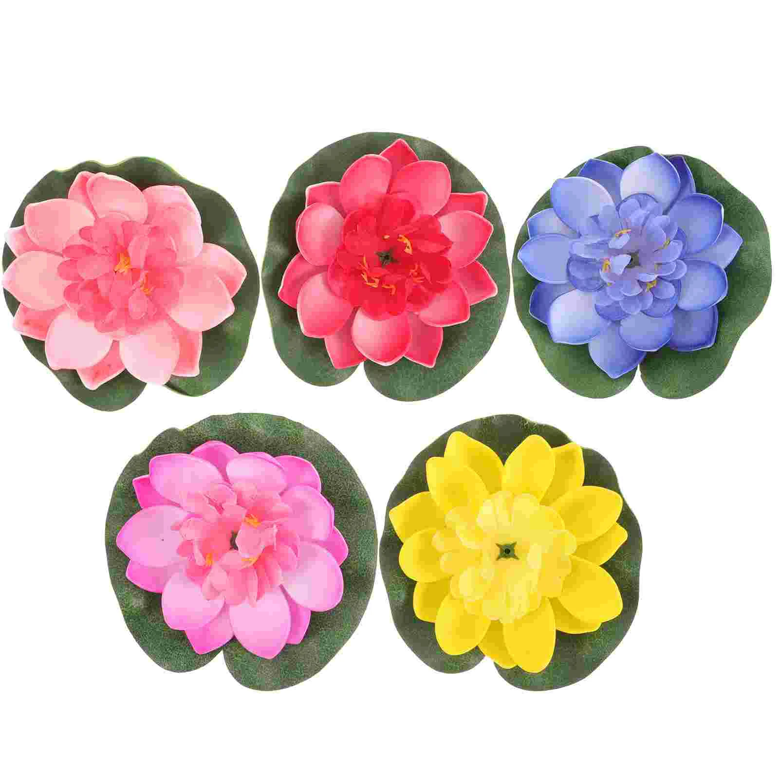 5Pcs-Artificial-Floating-Water-Lily-EVA-Lotus-Flower-Pond-Decor-10cm ...