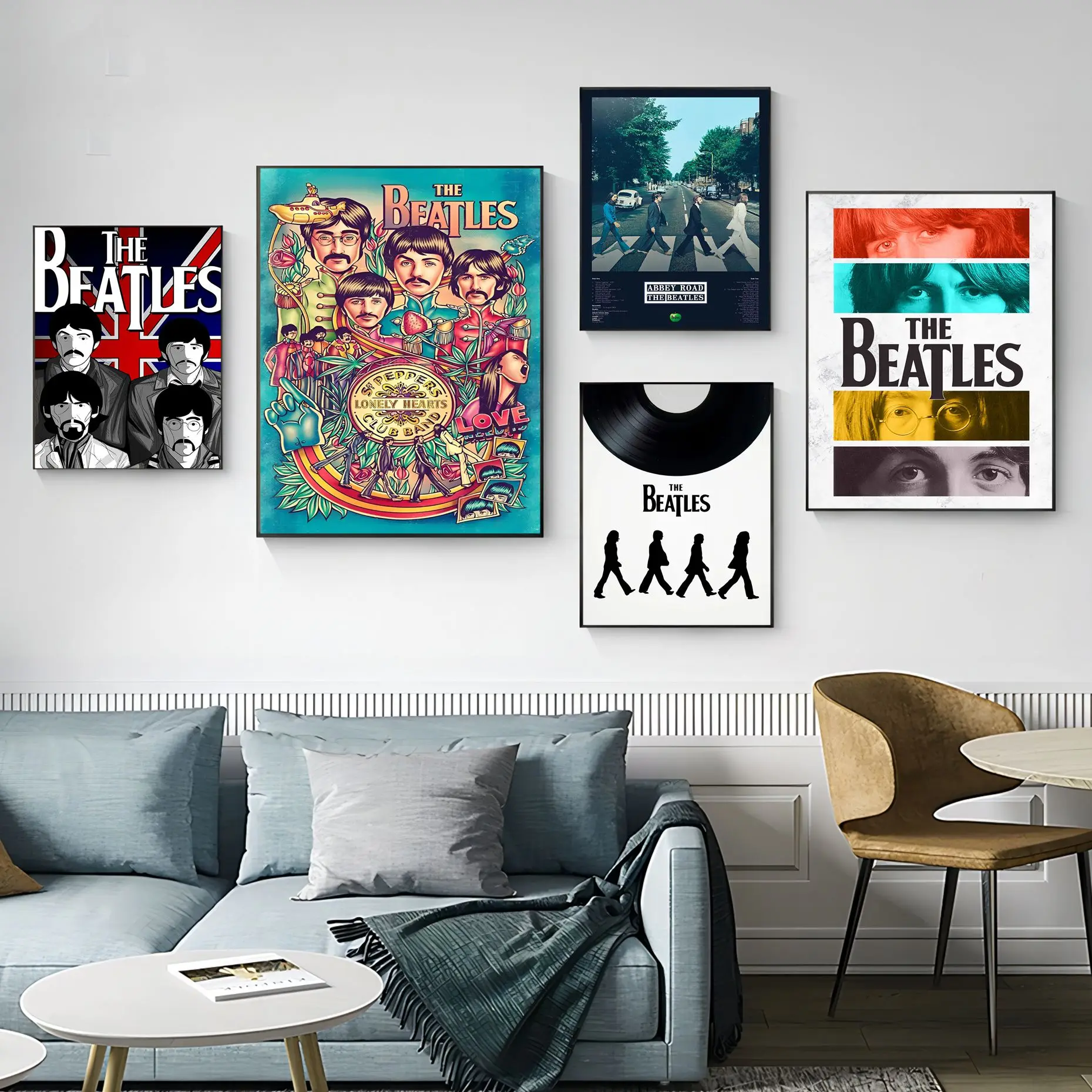 T The B Beatles 록 밴드 빈티지 포스터 접착식 레트로 크래프트 종이 스티커 Diy 룸 바 카페 스티커 벽화