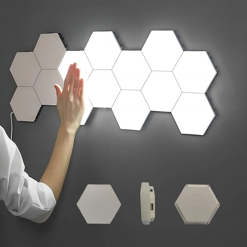 6 pcs DIY Hexagonal Wall Light Modular Touch Sensitive Neutral White ...
