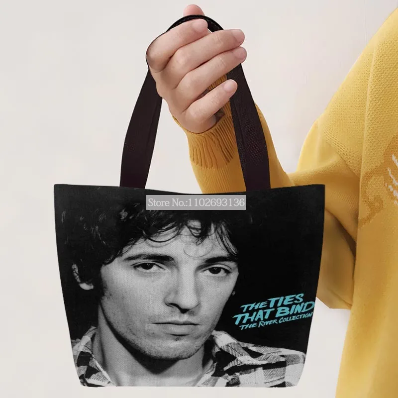 Bruce-Springsteen-Print-Handbag-Women-Casual-Linen-Totes-Underarm-Top ...