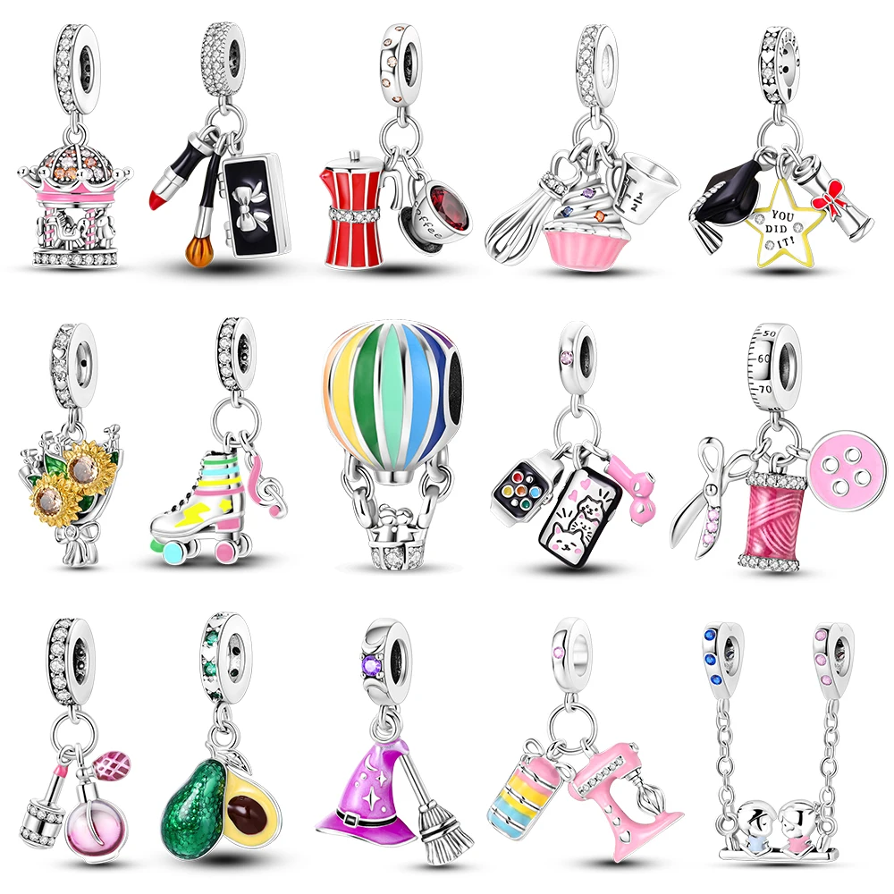 Neue-versilberte-Kaffee-Hei-luft-ballon-Blume-Charms-passen-original ...