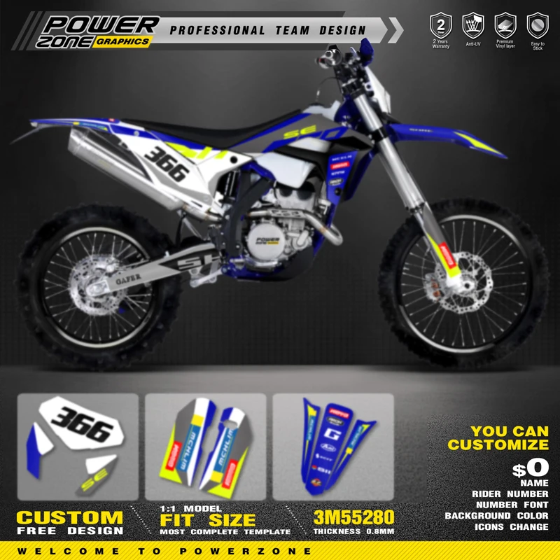 PowerZone-Custom-Full-Set-Graphics-Decals-Stickers-Kit-For-SHERCO-SE ...