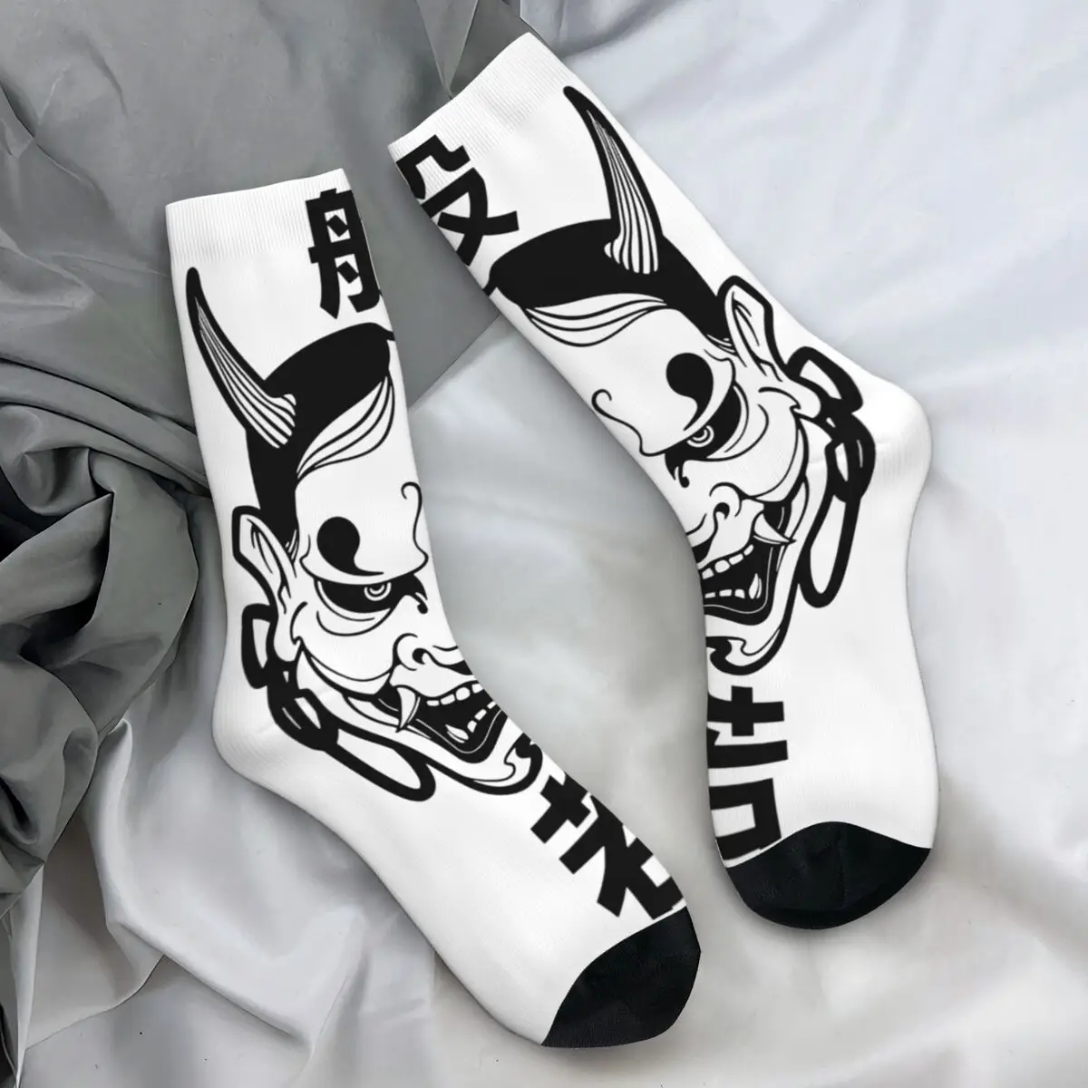 Hannya Mask Socks ONI Funny Stockings Women Men Medium Soft Skateboard ...