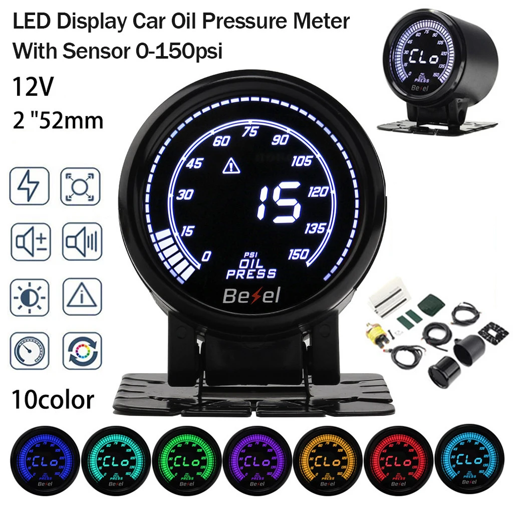 Car-Electronics-Multicolor-Digital-LED-Display-Car-Oil-Pressure-Meter ...