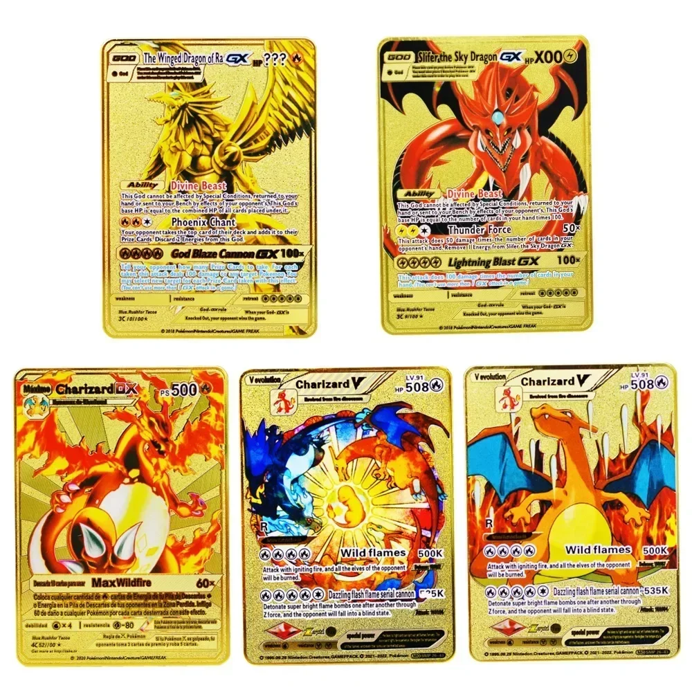 5Pcs Metal Letters Cards Venusaur Vmax Charizard Pikachu Lugia Vstar ...