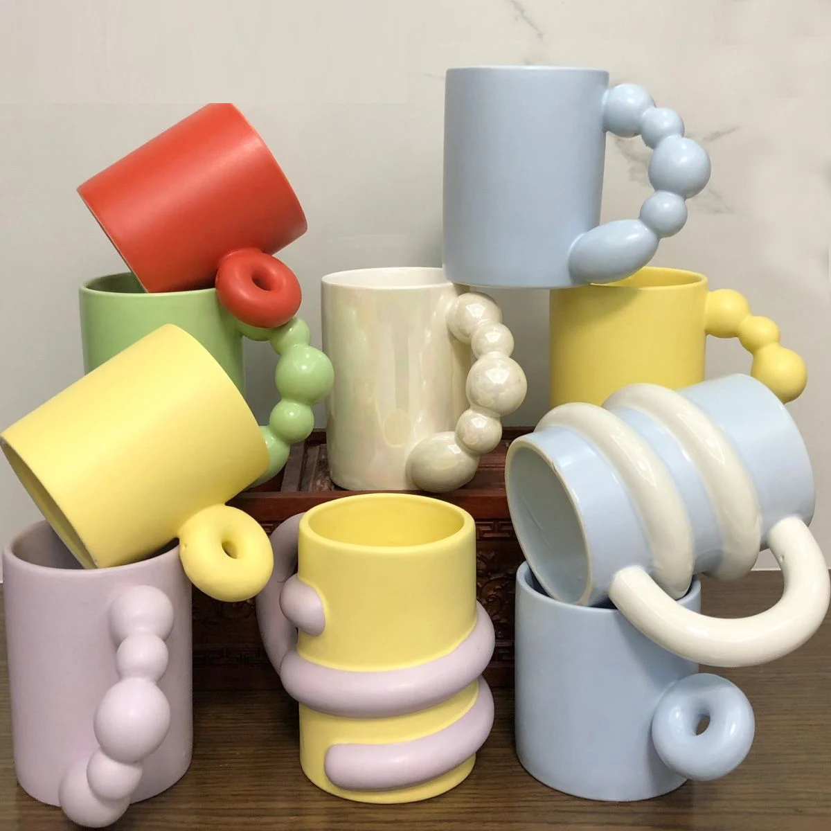 Nordic creative ceramic mug rotating handle coffee cup couple Cup Home ...