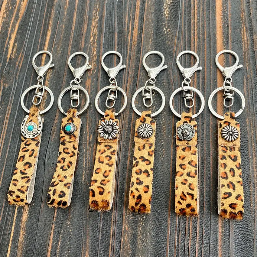 Boho-Western-Vintage-Alloy-Concho-Art-Deco-Genuine-Leather-Keychain ...