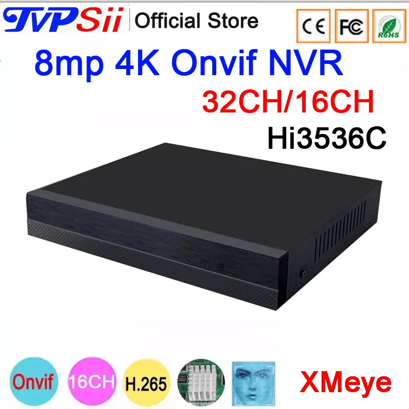 Xmeye Hi3536C Auido H.265+ 8mp 4K 32CH 16CH 16 Channel Face Detection ...