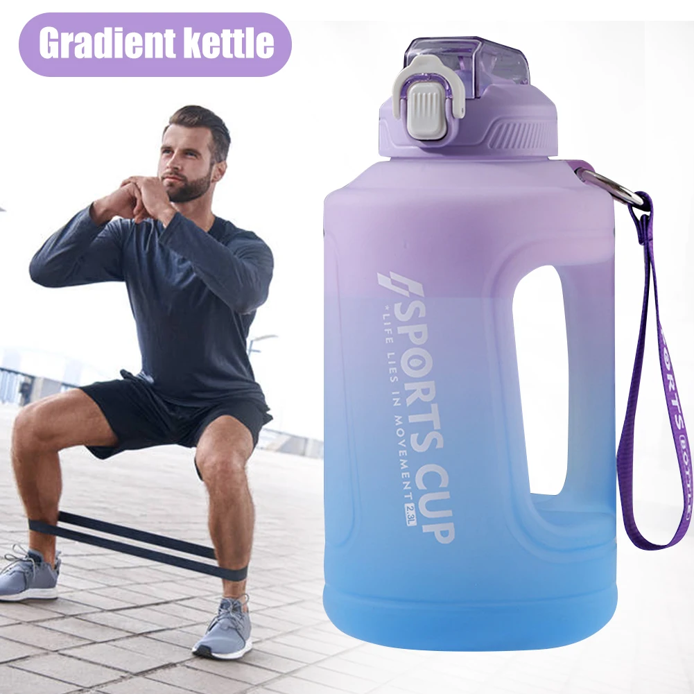 Gourde - Bouteille isotherme,Bouteille d'eau de sport avec poignée,grande capacité,2,3 l,gourde ...