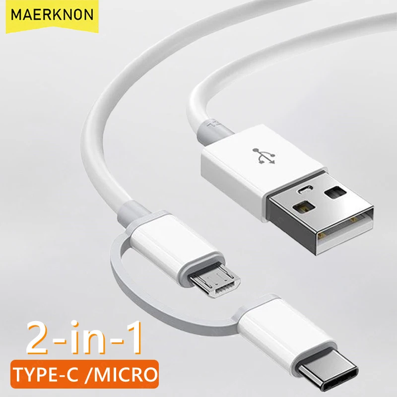 2-in-1-Micro-USB-Type-C-Cable-Fast-Charging-Phone-Charger-USB-Data-Cord ...