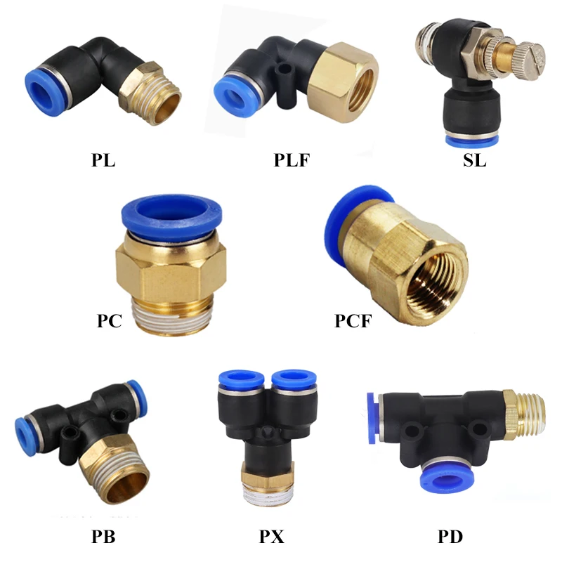 1Pcs Pneumatic Air Connector Fitting PC PCF PL PLF 4mm 6mm 8mm 10mm ...