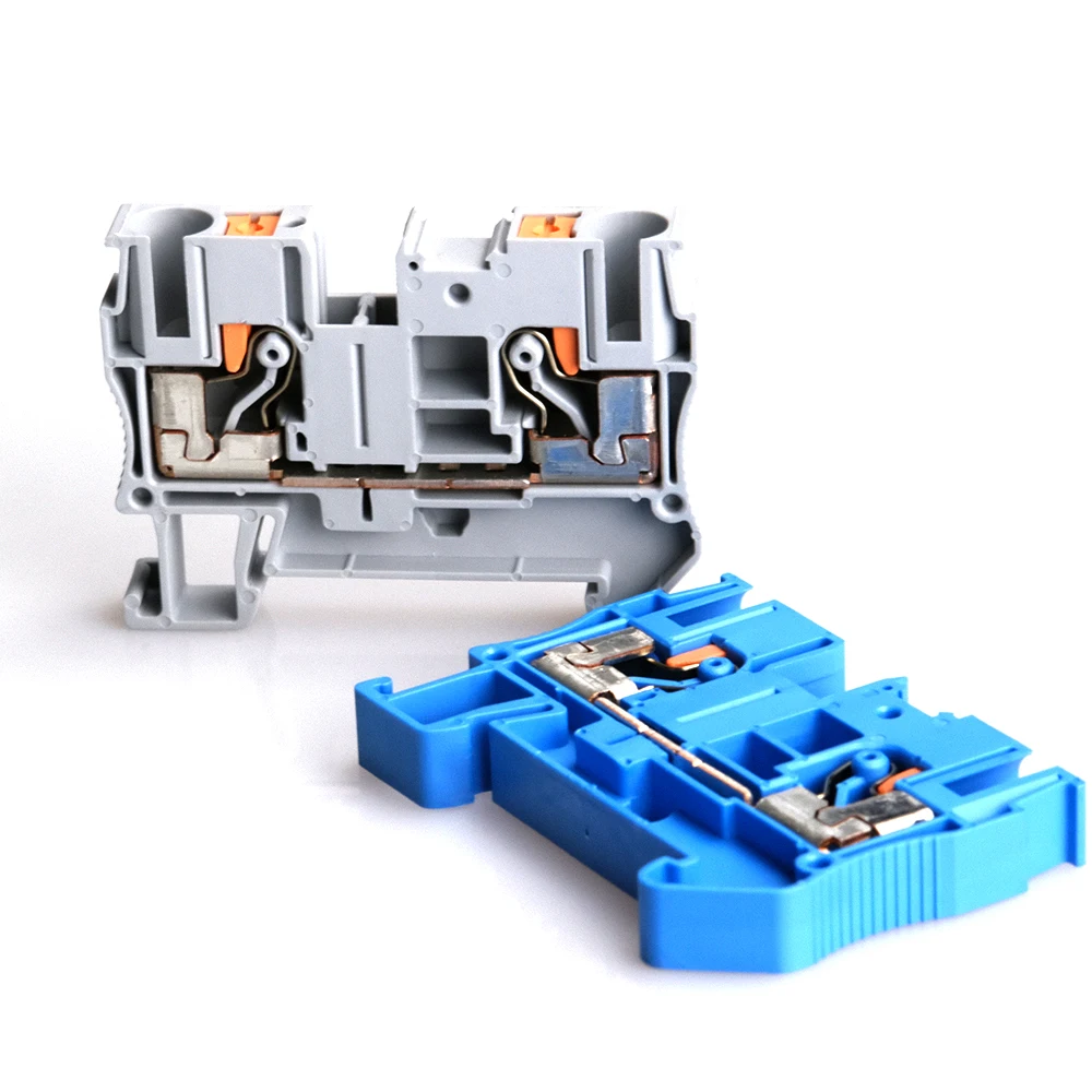 Din Rail Terminal Block 10Pcs PT 6 Connectors Push In Spring Screwless ...