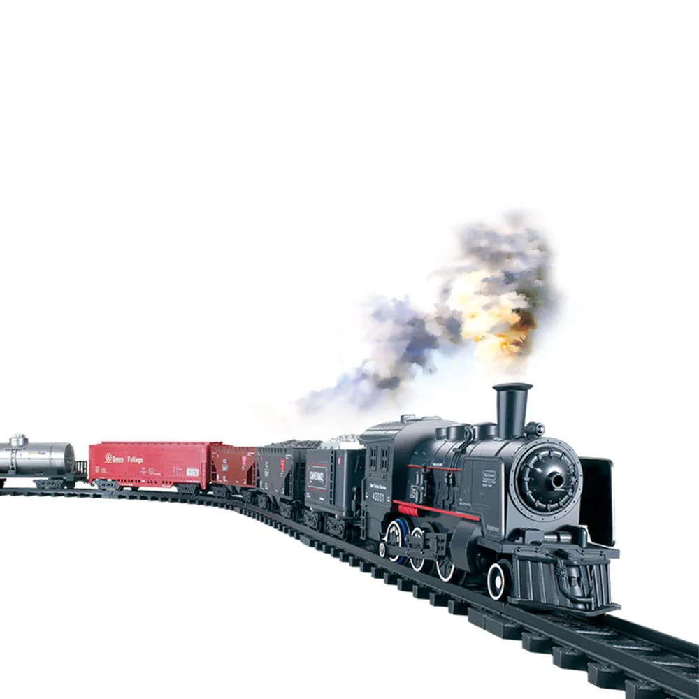 Electric Smoke Simulation Classical Steam Train Track Toy Trains Model ...