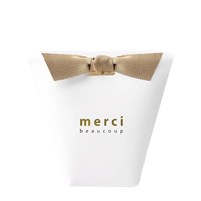 50pcs/lot Upscale Black White Kraft Papel "Merci" Gift Box Wedding ...