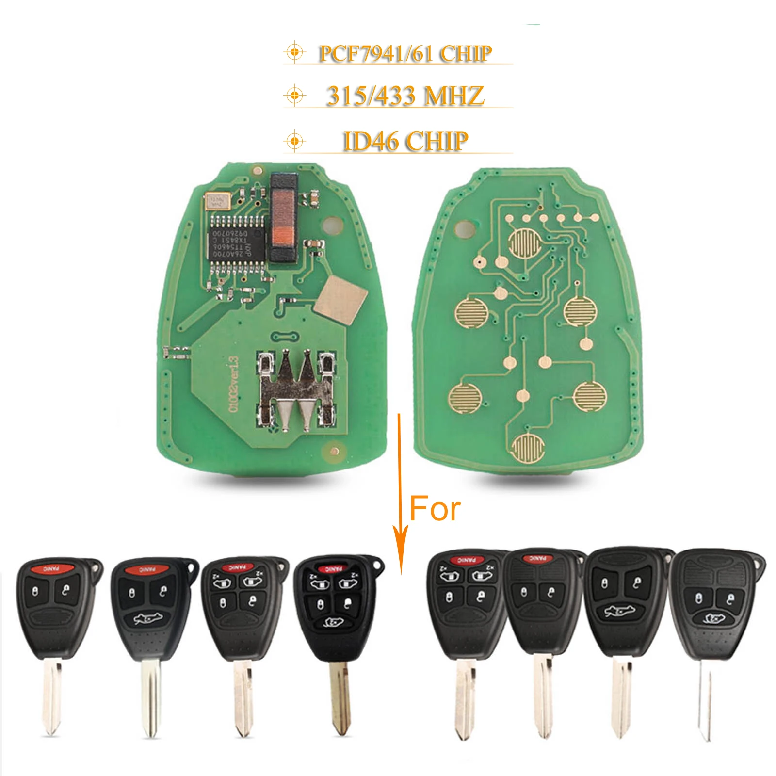 Jingyuqin 6 Buttons Remote Car Key Circuit Board 315/433mhz For Jeep ...