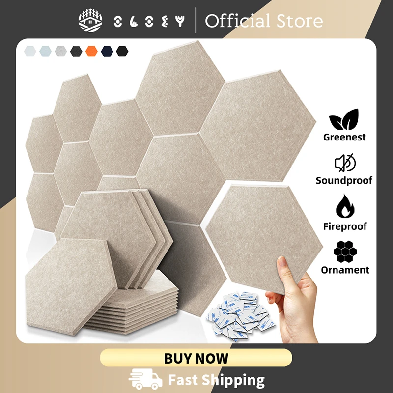 Hexagon 12 Pcs Sound Absorbing Panels Acoustic Wall Absorcion For Home ...