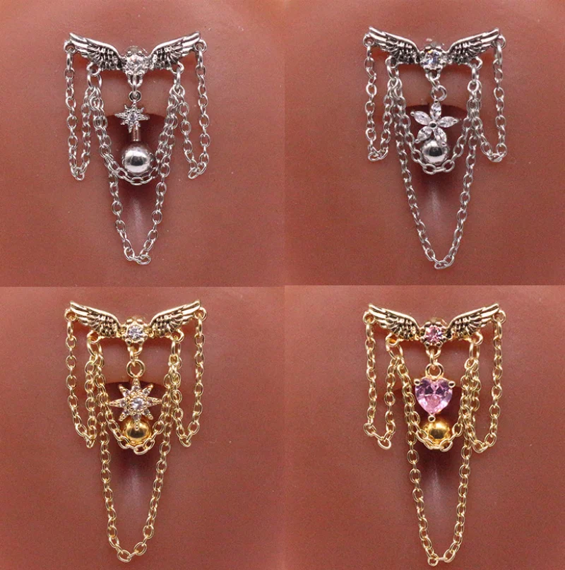 1Pc-Chain-Belly-Button-Ring-Dangle-Navel-Piercing-Ring-Star-Belly-Ring ...
