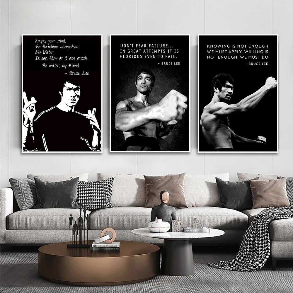 Bruce Lee Black And White Poster