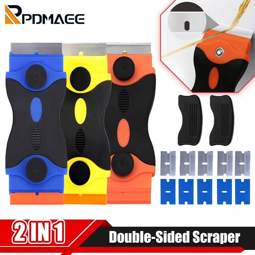1-2-10Pcs-Double-Sided-Scraper-With-Plastic-Handle-Blade-Tool-for ...