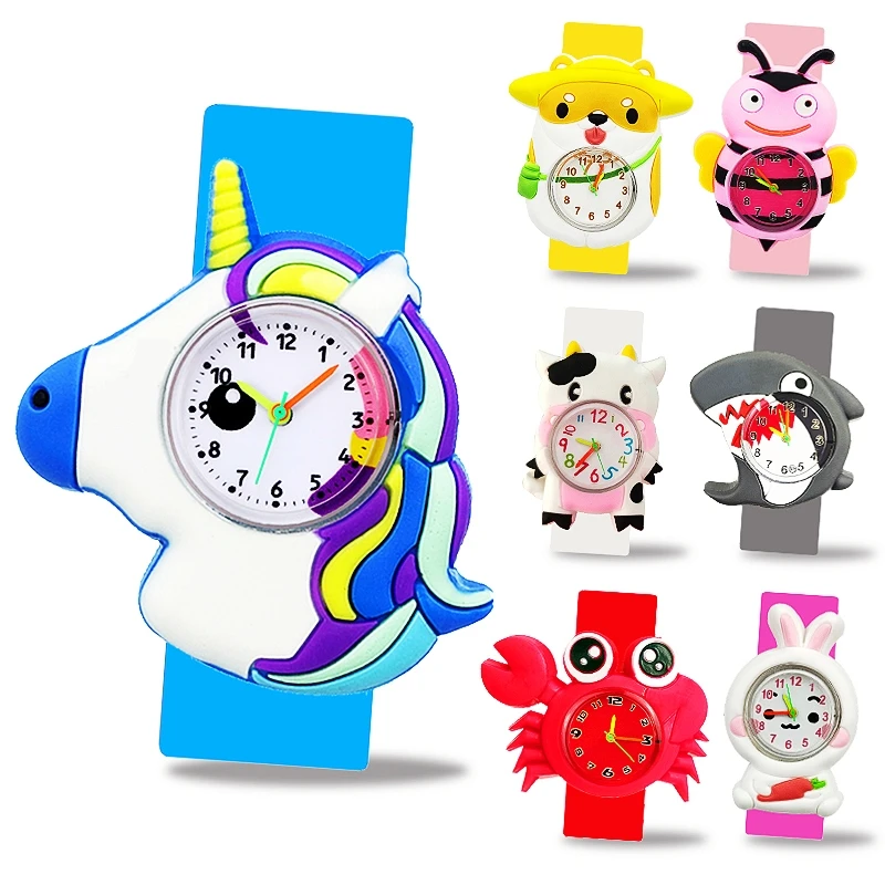 Cartoon-Children-Watch-Baby-Learn-Time-Toy-Bracelet-Kids-Slap-Watches ...