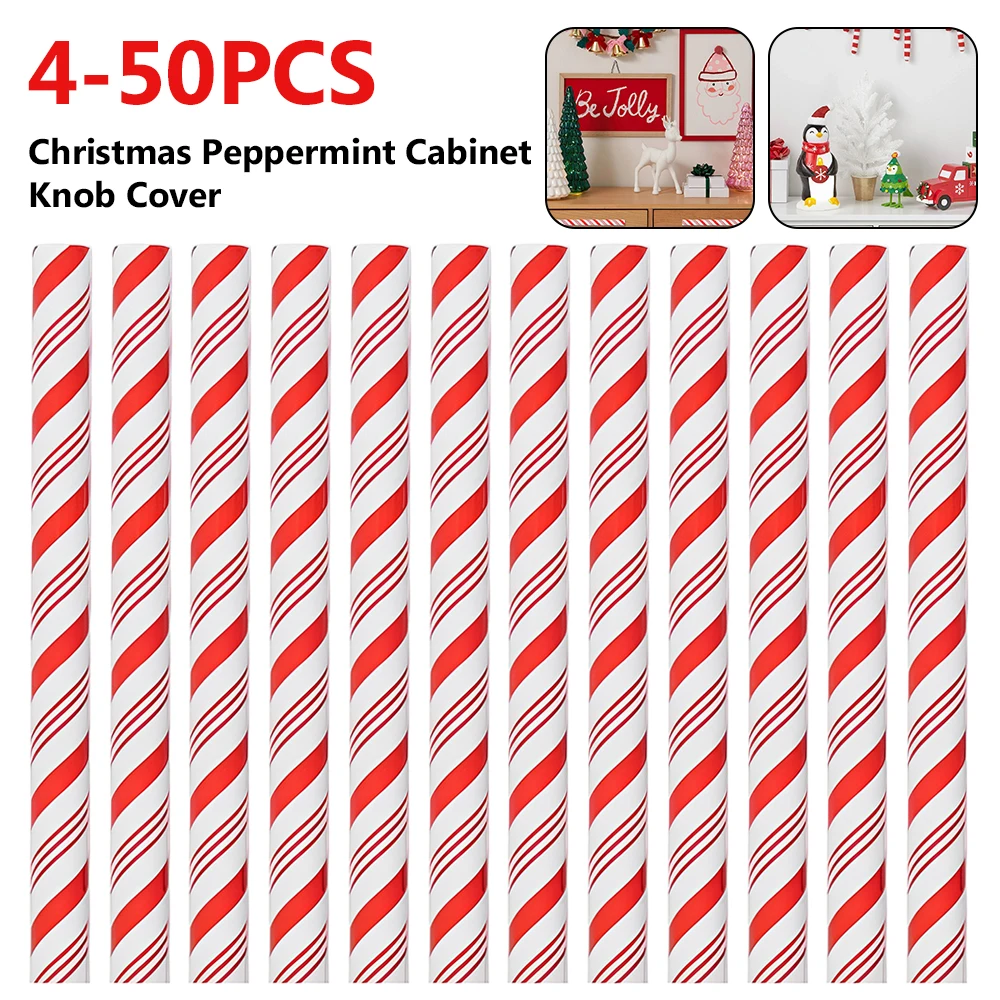 4-50Pcs Christmas Peppermint Door Knob Covers Decorative Drawer Knobs ...