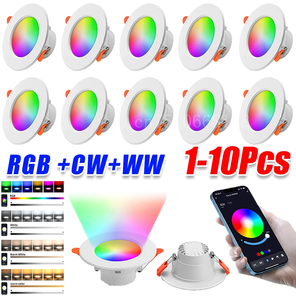 Downlight-de-teto-LED-inteligente-luz-embutida-l-mpada-spot-regul-vel ...