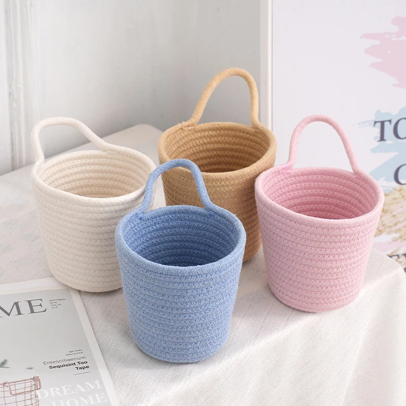 Ins-Hangable-Cotton-Rope-Woven-Storage-Basket-Desktop-Sundries-Keys ...