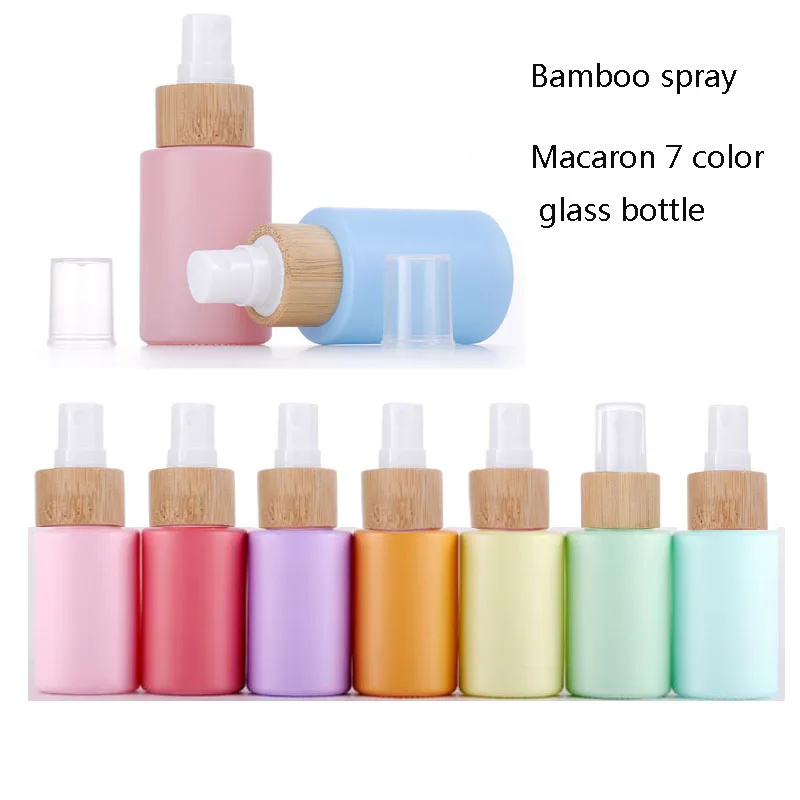 7X 10X 30ml Macarons Round Thick Glass Bamboo Spray Bottles for Perfume ...