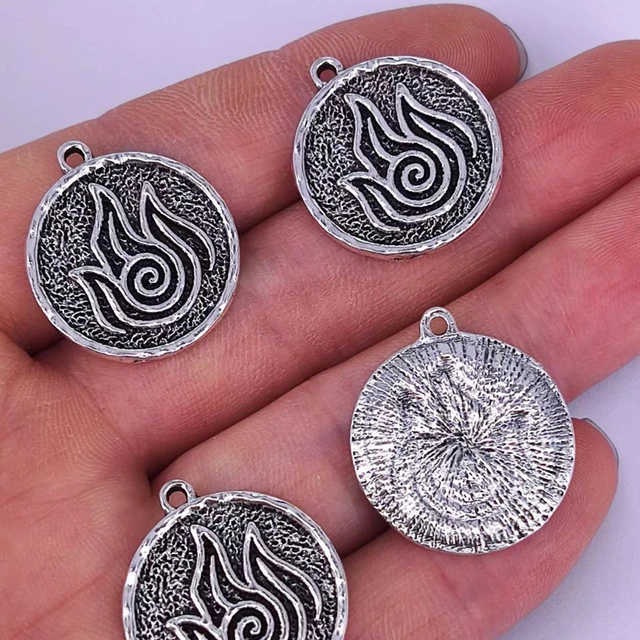 5pcs ancient silver color The Last Airbender Air Fire Earth Water ...