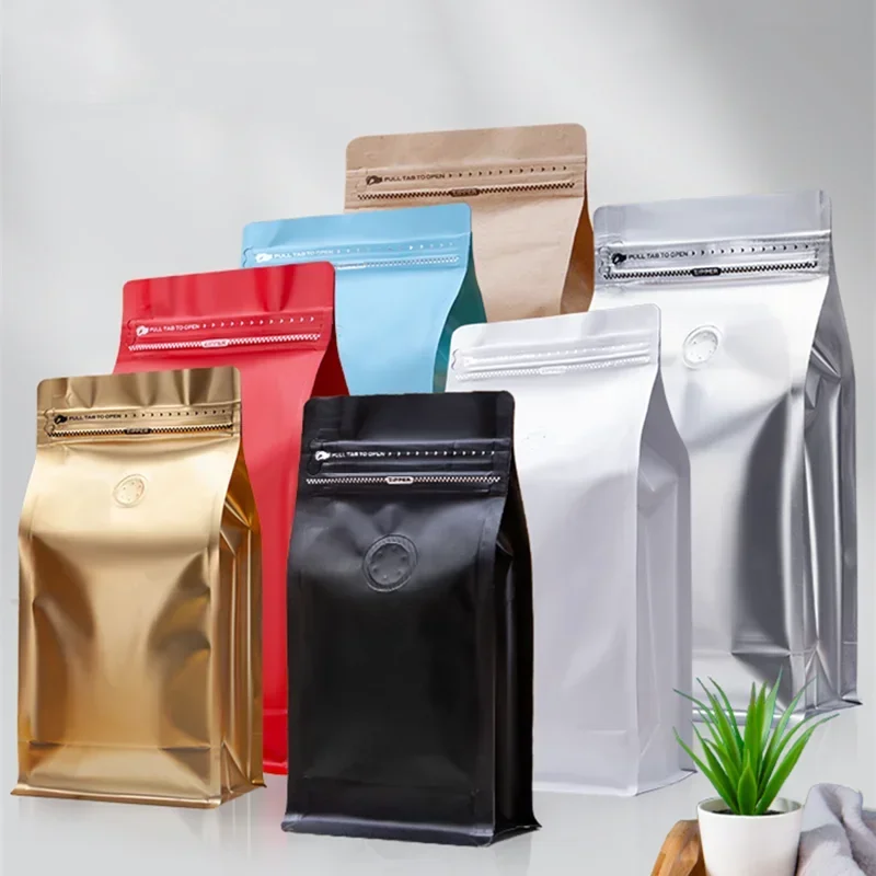 50Pcs Coffee Beans Aluminum Foil Packaging Bag with Air Valve Sealed ...