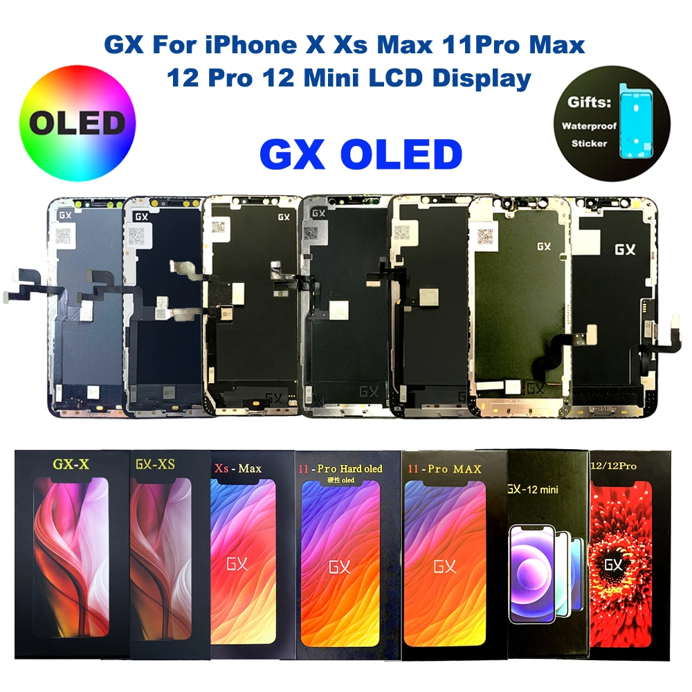 GX OLED For iPhone X XS Xsmax Xr 11 Pro Max 12Mini 12 Pro Max 13 LCD Display Touch Screen ...