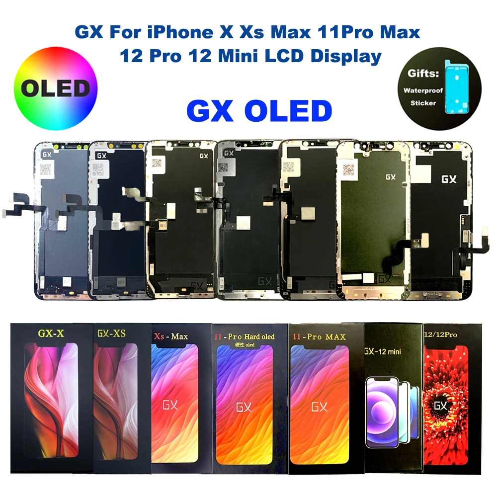Pantalla LCD GX OLED para iPhone X, XS, Xsmax, Xr, 11 Pro Max, 12Mini, 12 Pro Max, 13, montaje ...