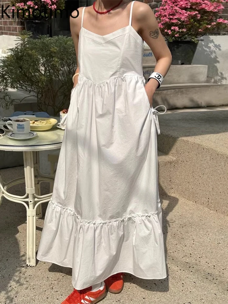 Kimotimo-Summer-Casual-V-Neck-Spaghetti-Strap-Beach-Dress-Women-Korean ...
