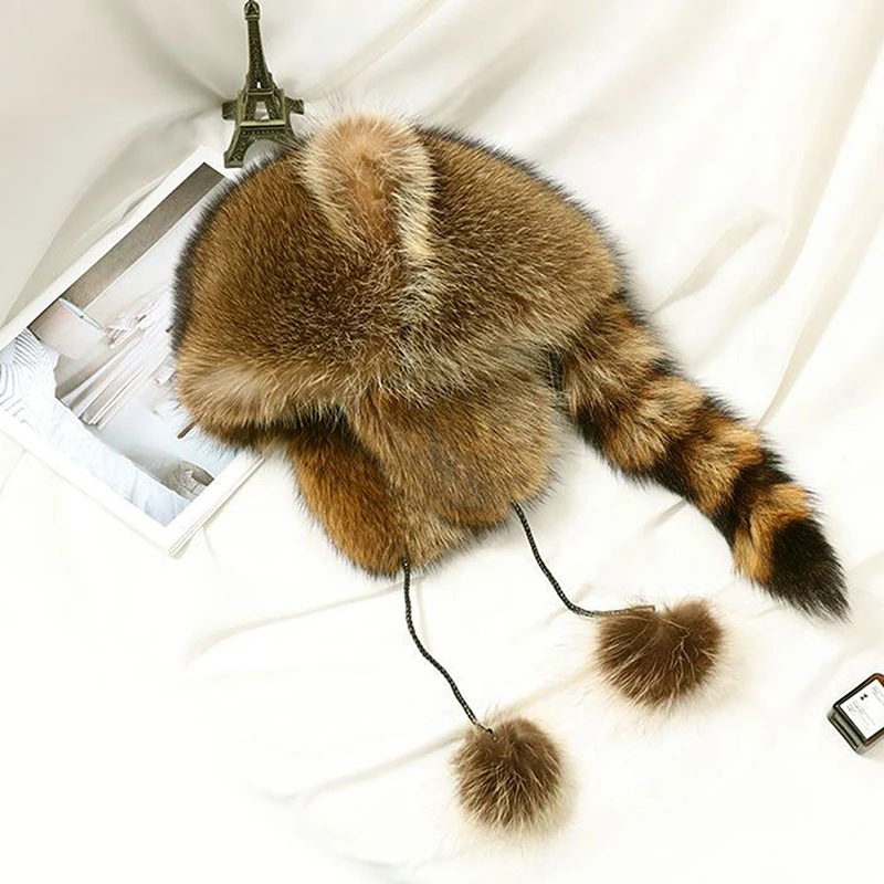 Faux Raccoon Tail Hat