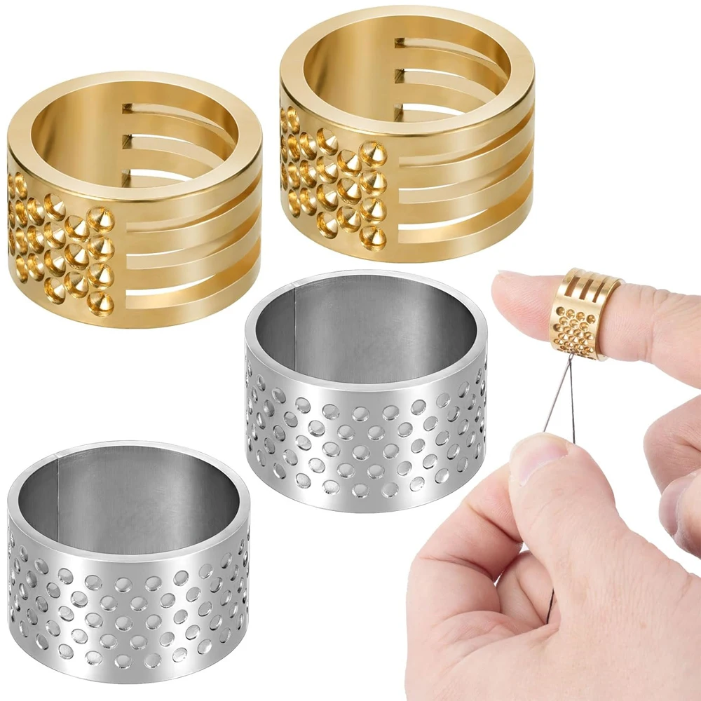 4PCS Stainless Steel Brass Finger Protector Metal Fingertip Thimbles ...