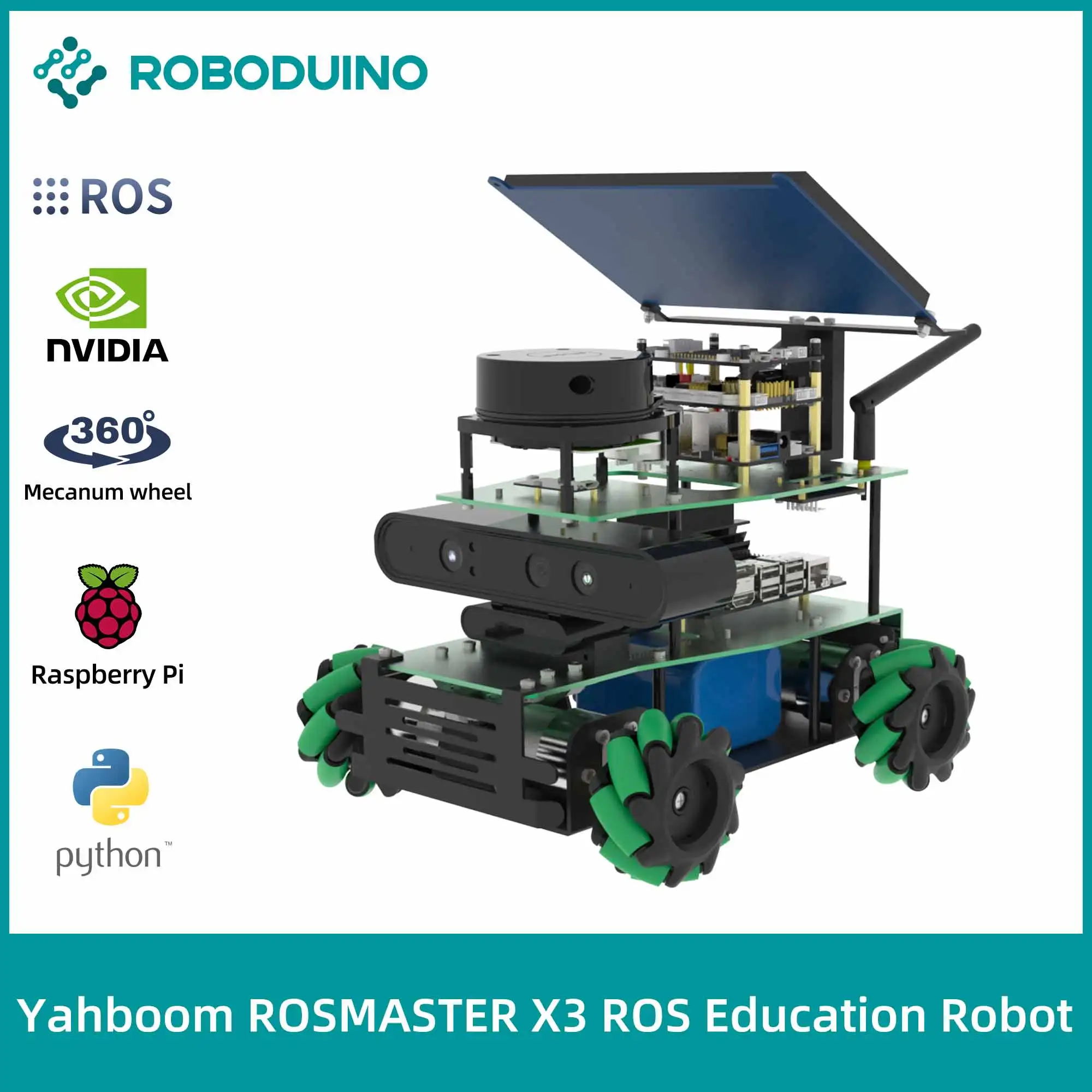 ROSMASTER X3 ROS 교육용 로봇 자동차 자동화 키트, 메카넘 휠 라이더 포함, 젯슨 나노, 라즈베리 파이용 3D 매핑 ...