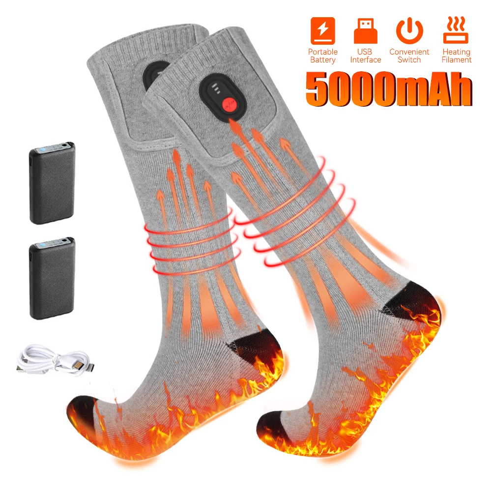 Winter Heated Socks Rechargeable Heating Socks for USB 5000mah Heated ...