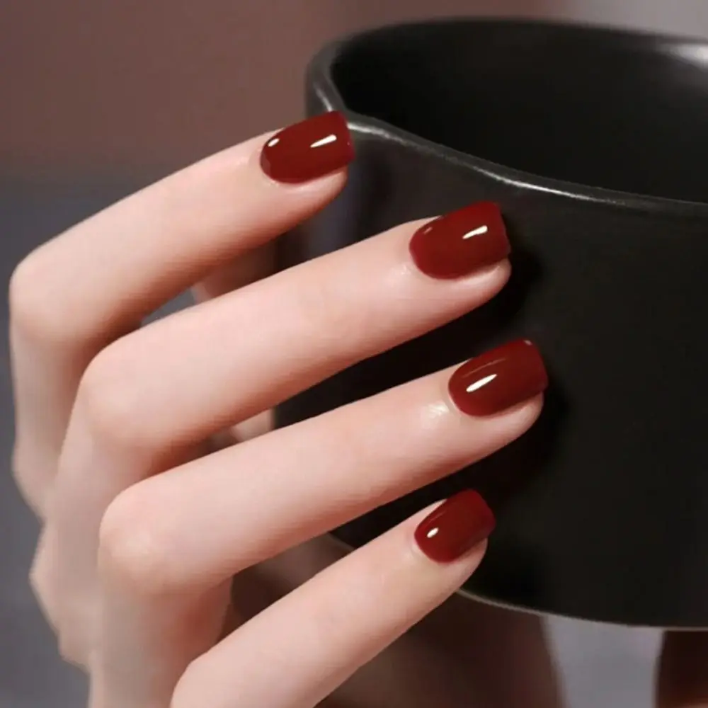 Short-False-Nails-Detachable-French-Round-Nail-Tips-Full-Cover-Solid ...