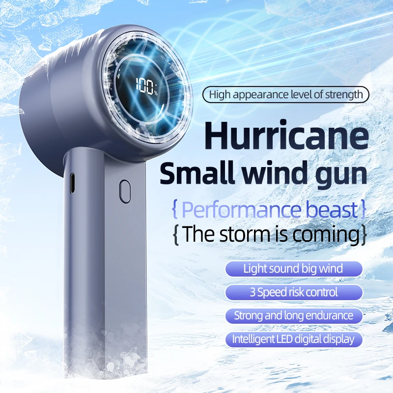 Mini Handheld Bladeless Turbine Fan 1-100Speeds Adjustable with LED ...
