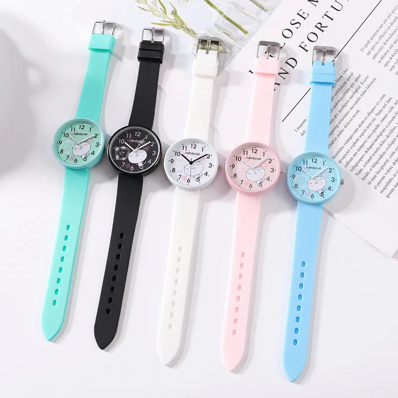 Cartoon Watch Girl Student Watches | Wrist Watches Child Girl Cats ...