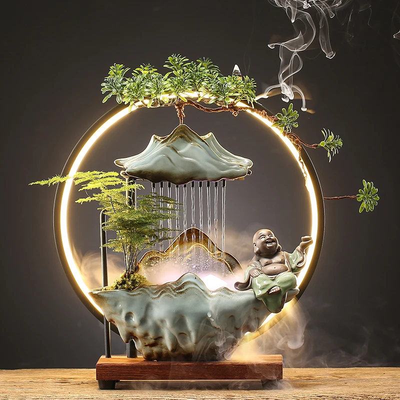 Modern Incense Burner Statue Mountain Backflow Smoke Fountain Incense ...