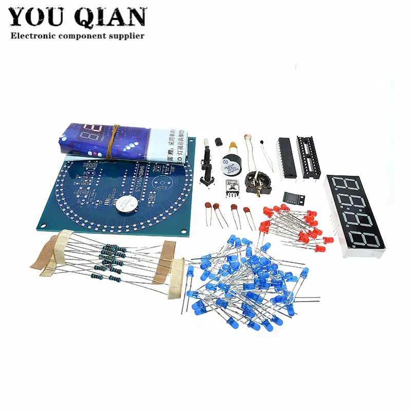 DS1302-Rotating-LED-Display-Alarm-Electronic-Clock-Module-DIY-KIT-LED-Temperature-Display-for ...