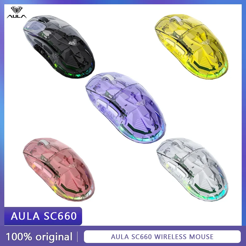 AULA-Sc660-Computer-Peripherals-Transparent-Wireless-Bluetooth-Mouse ...