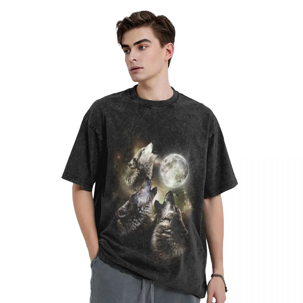 Three wolves howling at the moon T-Shirt anime clothes new edition ...
