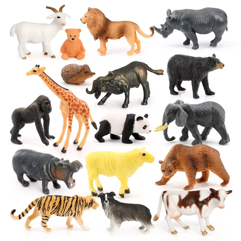Mini-Wild-Jungle-Zoo-Farm-Animal-Models-Action-Figures-Tiger-Panda-Lion ...