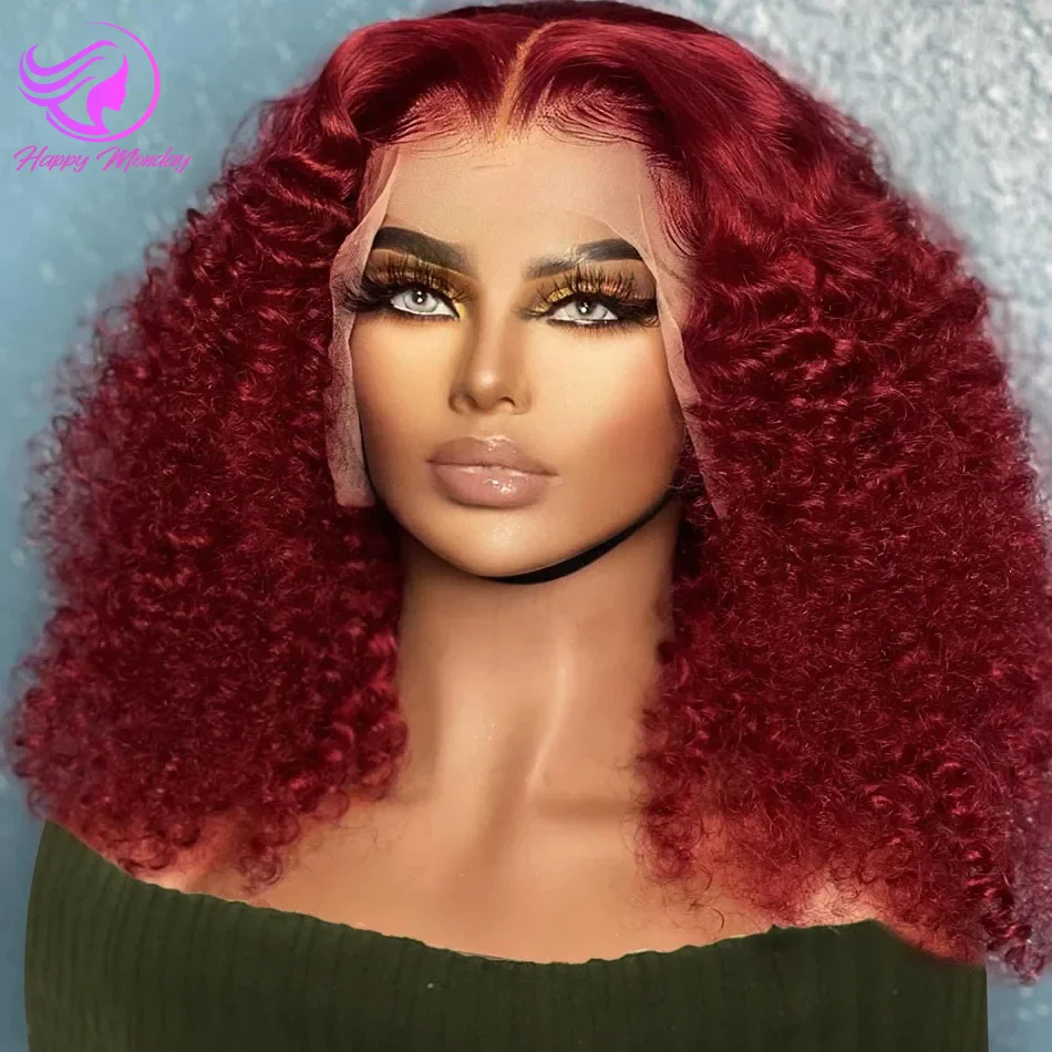 99j-Burgundy-Deep-Wave-Curly-Lace-Frontal-Short-bob-wigs-perruques ...