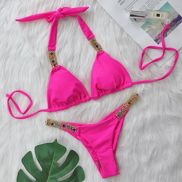 Rhinestones Sexy Bikinis Women's Swimwear Female Swimsuit Swim Wear ...