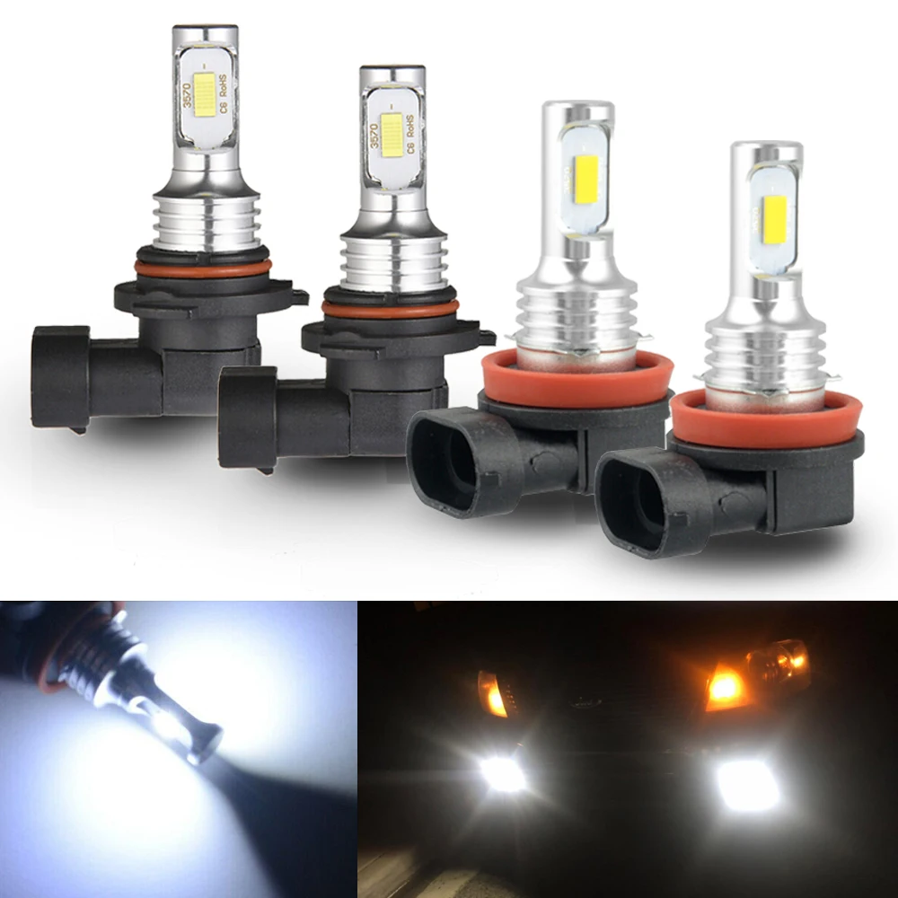 4x-LED-Headlight-Bulbs-9005-H11-High-Low-Lights-Combo-Front-Car-Kit ...